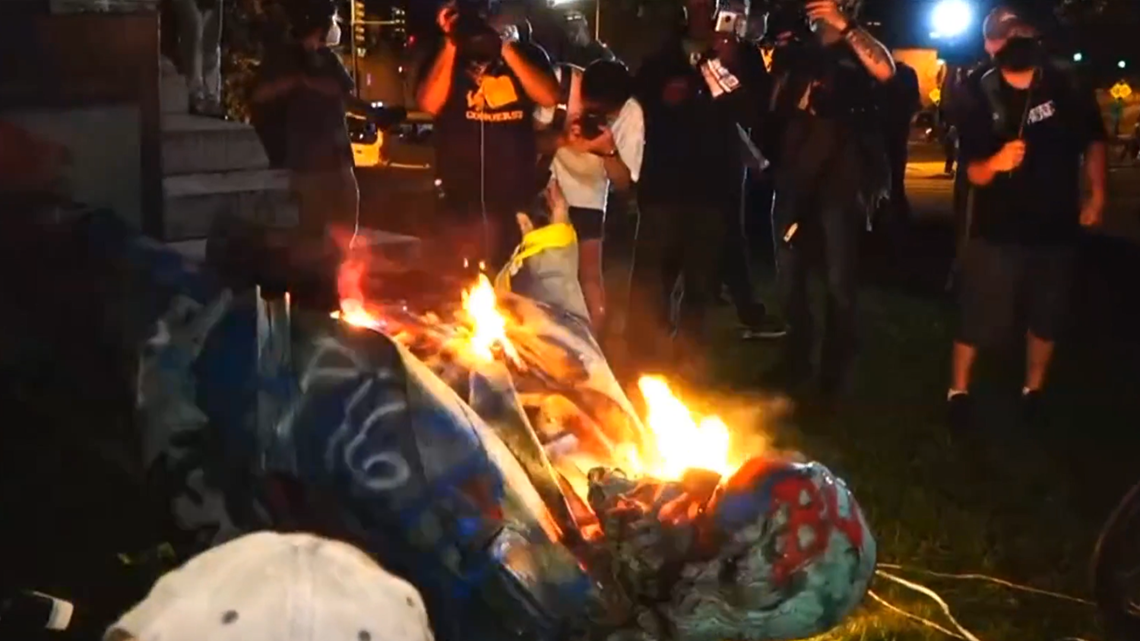 Confederate statue torn down, burned in DC on Juneteenth | kvue.com